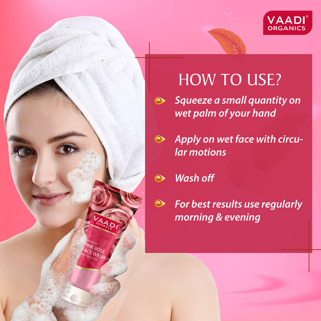 Insta Glow Organic Pink Rose Face wash with Aloe vera extract...